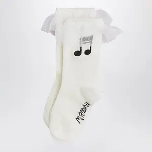 MINI RODINI Socks With Musical Note - White
