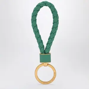 Bottega Veneta Mermaid Keyring In Woven Leather - Green