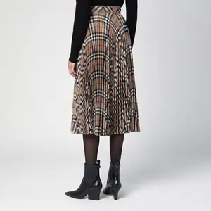 Burberry Check Pattern Pleated Skirt - Beige