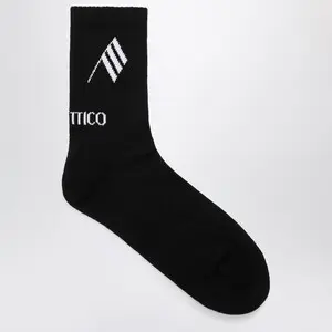 Attico Ribbed Socks With Logo - Black