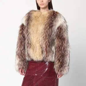 HALFBOY Short Faux Fur Coat - Beige