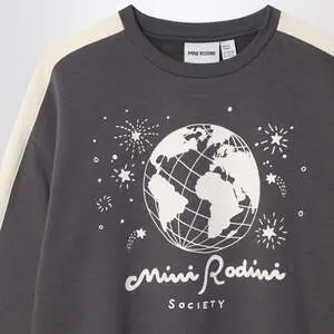 MINI RODINI Organic Cotton Fleece Sweatshirt With Contrast Sleeves - Green