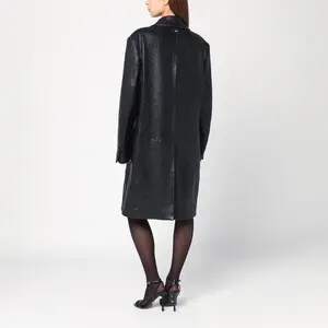 CASSELL Single-breasted Crocodile Effect Leather Coat