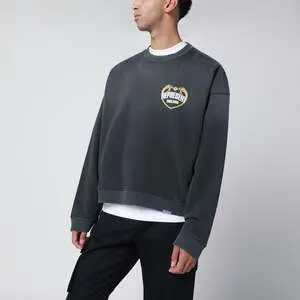 REPRESENT Washed Effect Cotton Crewneck Sweatshirt - Black