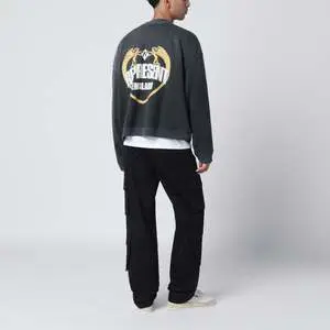 REPRESENT Washed Effect Cotton Crewneck Sweatshirt - Black