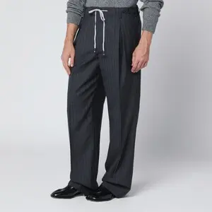 MAISON MARGIELA Pinstripe Wool Wide Trousers