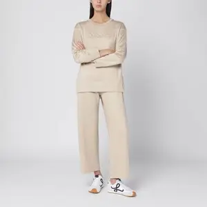 Max Mara Silk Blend Cropped Trousers - Beige