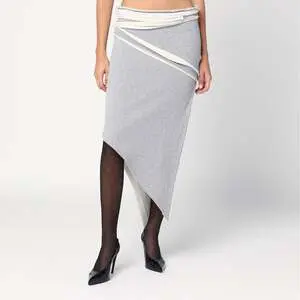 Attico Asymmetric Mélange Cotton Skirt