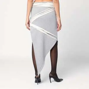 Attico Asymmetric Mélange Cotton Skirt