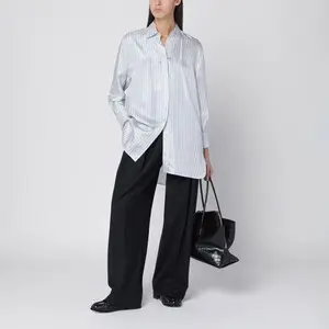 Max Mara Striped Silk Oversized Shirt - White