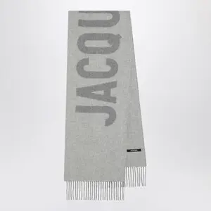 Jacquemus Wool Scarf With Logo - Grey