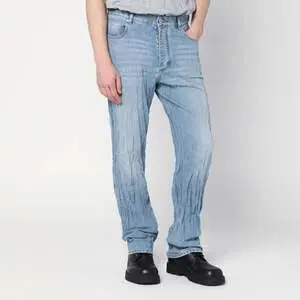 Bottega Veneta Light Wash Jeans With Crinkled Faded Effect - Blue