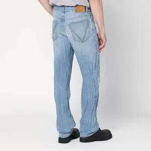 Bottega Veneta Light Wash Jeans With Crinkled Faded Effect - Blue