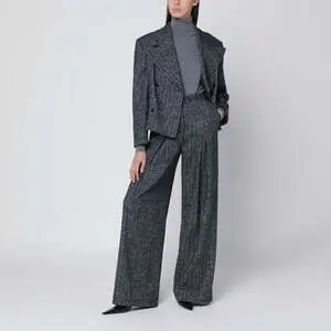 Dolce & Gabbana Striped Wool-blend Short Jacket - Grey