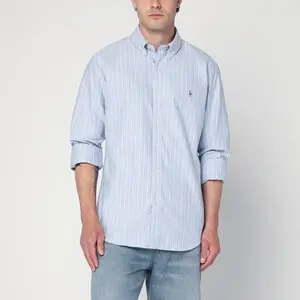 Ralph Lauren Light Blue Striped Oxford Shirt Custom-Fit Light Blue