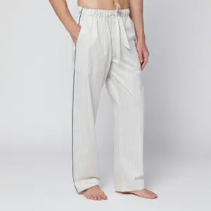TEKLA Striped Pyjama Trousers - Black