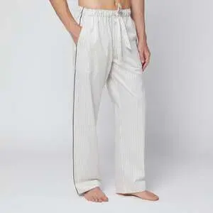 TEKLA Striped Pyjama Trousers - Black