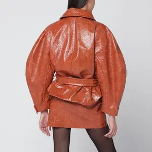 Andamane Leather-effect Belted Jacket