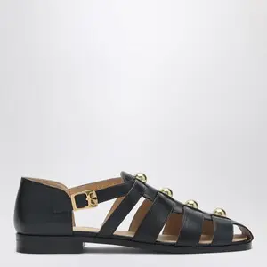 Valentino Garavani Leather Fisherman Sandals With Studs - Black