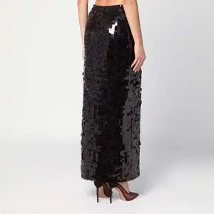 P.a.r.o.s.h Sequined Long Skirt With Slit - Black