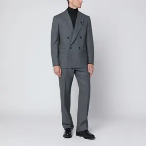 LARDINI Wool Double-breasted Jacket - Grey