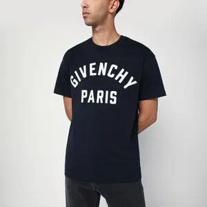 Givenchy Navy Short-sleeved T-shirt With Logo - Blue