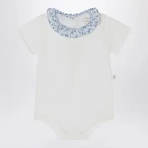 TEDDY & MINOU Romper With Liberty Fabric Collar - White