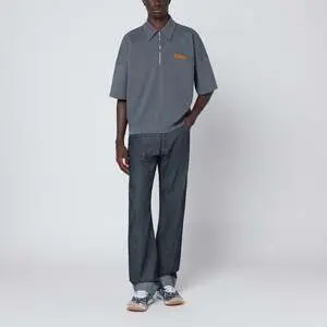 Bottega Veneta Dark Polo Shirt With Intrecciato Detail - Grey