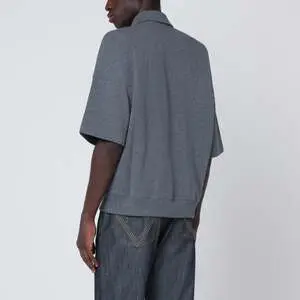 Bottega Veneta Dark Polo Shirt With Intrecciato Detail - Grey