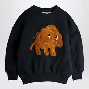 MINI RODINI Crew Neck Sweatshirt With Plush Mammoth Patch