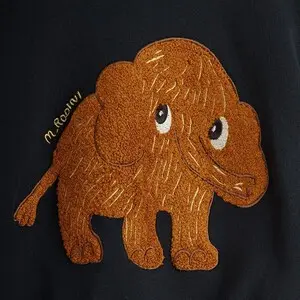 MINI RODINI Crew Neck Sweatshirt With Plush Mammoth Patch