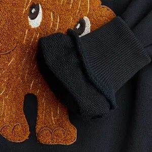 MINI RODINI Crew Neck Sweatshirt With Plush Mammoth Patch