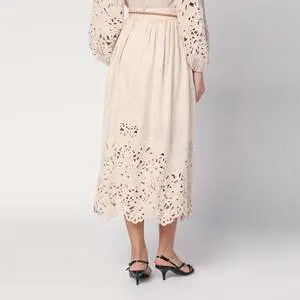 Zimmermann Wylie Linen Midi Skirt - Beige