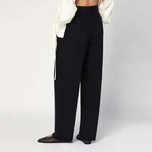 THE ROW Lilas Wool And Linen Trousers - Black