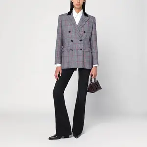 Chloé Checkered Wool Double-breasted Blazer