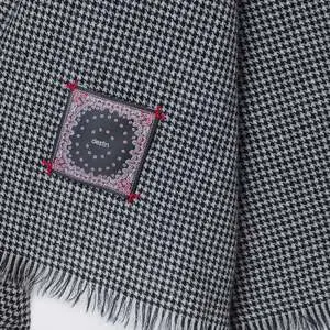 Destin White/black Check Wool Scarf - Grey