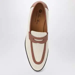 Loro Piana Sergio Loafers In Canvas And Leather - Beige