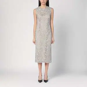 P.a.r.o.s.h Lace Midi Dress - Grey