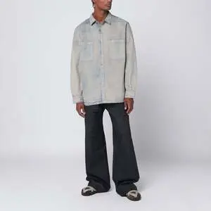 Rick Owens Jumbo Shirt In Pearl Vintage Denim