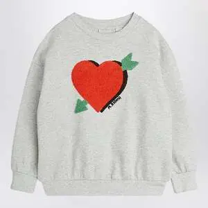 MINI RODINI Crew Neck Sweatshirt With Velour Heart And Arrow