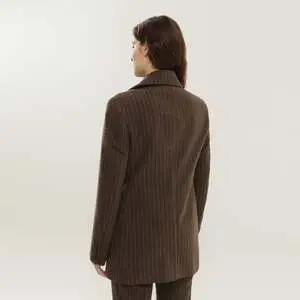 1989 STUDIO Striped Double-breasted Cotton Blazer - Brown