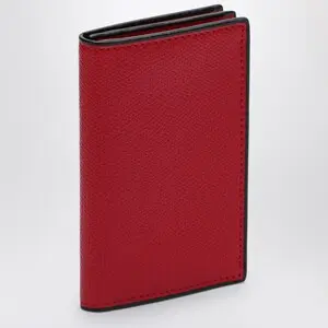 VALEXTRA Wave-line Cardholder In Leather - Red