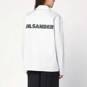 JIL SANDER Cotton Taffeta Shirt Jacket With Logo - Grey