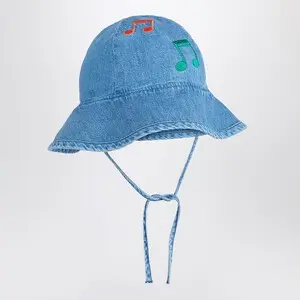 MINI RODINI Musical Note Denim Fisherman Hat - Blue