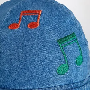 MINI RODINI Musical Note Denim Fisherman Hat
