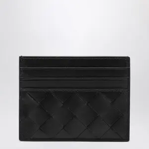 Bottega Veneta Card Holder In Intrecciato - Black
