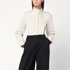 PATOU Striped Shirt With Scarf Collar - White