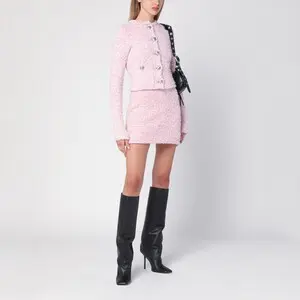 Balenciaga Cotton-blend Tweed Knit Mini Skirt - Pink