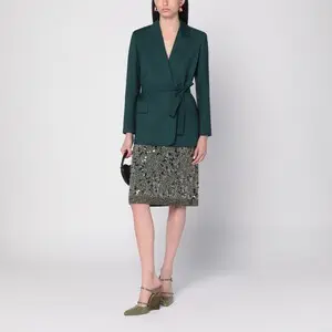 Max Mara Wool Canvas Jacket With Tie Belt - Green