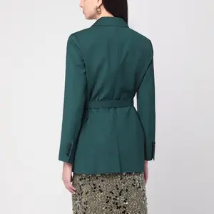 Max Mara Wool Canvas Jacket With Tie Belt - Green